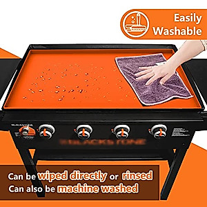 JOOKKI 17"22"28"36"Griddle Silicone Mat - Cover for Blackstone Pro Heavy Duty Food Grade Silicone Mat Protect Outdoor Griddle Mat Blackstone Mats for Grill Top（28"Orange)