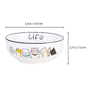 Hemoton 1 Pc 6 Cat Ceramic Bowl Cutlery Container for Rice Containers for Fruit Dessert Bowls Salad Ceramic Salad Serving Dinnerware Vegetable Tool Tray Salad Bowl Ceramics Toddler Snack