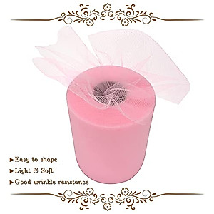 Pink Tulle Fabric Rolls 6" x 100 Yards Tulle Ribbon for Tutu Skirt Gift Wrapping Party Wedding Decoration Baby Shower Table Skirt