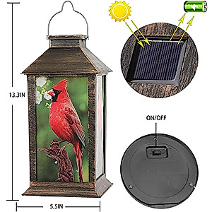 KYAYE Hanging Solar lamp PVC Outdoor Waterproof LED lamp Retro Style red Bird lamp, Garden Wedding Family Decoration Pendant lamp or Table lamp (1 Pack)