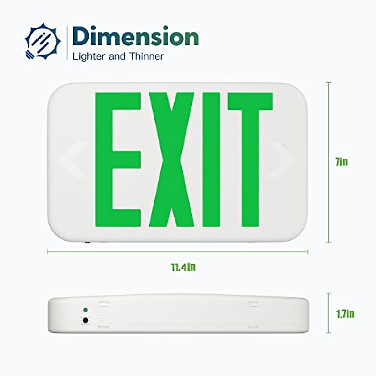 FREELICHT Green LED Exit Sign with Battery Backup，Exit Sign for Business，Easy to Install，UL Certified，AC 120/277V，Pack of 10