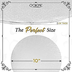 O'CREME White Wraparound Cake Pastry Round Drum Board 1/4 Inch Thick, 10 Inch Diameter - Pack of 10