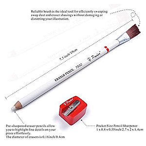 Pasler Eraser pencils 7802 perfection Detail Eraser Pencil with Brush and a Sharpener perfect for sketches and coloured illustrations (4- pack)