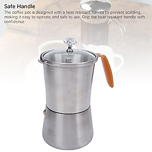 Fockety Espresso Maker Coffee Pot, Italian Coffee Maker Hand Pour Coffee Pot Italian Coffee Pot with Glass Lid Handle for Italian Coffee Milk Tea (300ML)