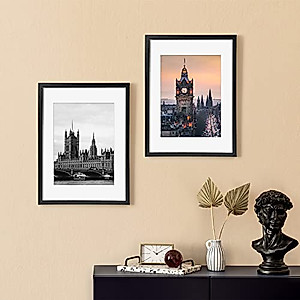 SYNTRIFIC 12x16 Picture Frames Set of 6,Display Pictures 8.5x11 with Mat or 12x16 Without Mat,Wall Gallery Photo Frames Larger Picture Frames for Wall Mounting,Black