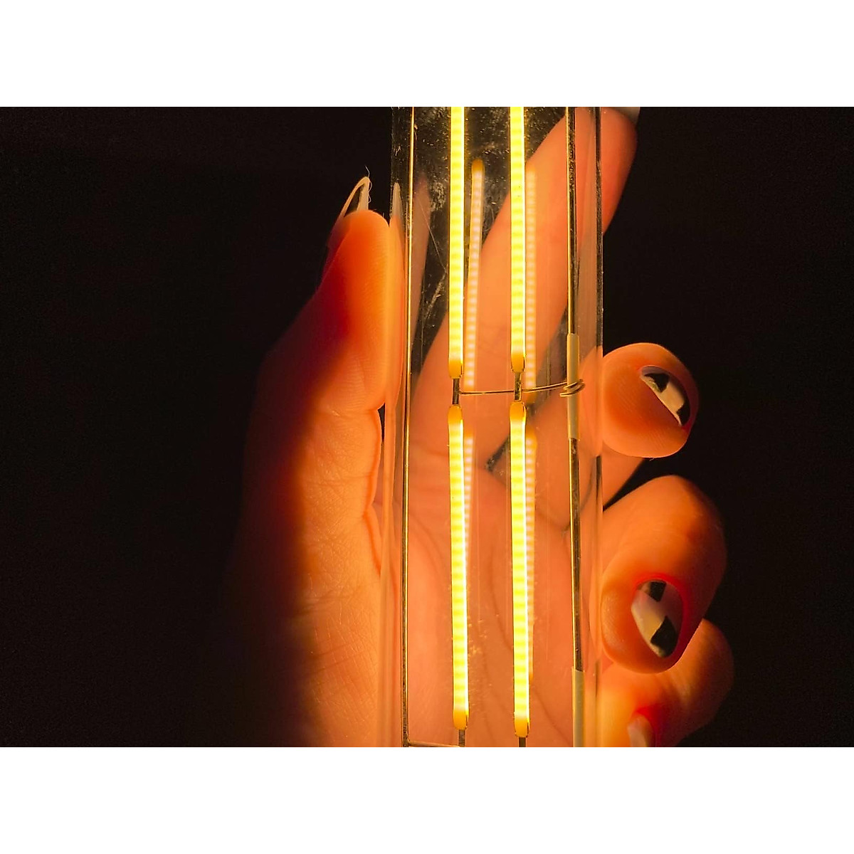 Tubular Light Bulb 7.3 Inch, Amber Long Tube Light Bulb T10 2700K Soft White Dimmable E26 LED Edison Bulbs 60 Watt Equivalent for Chandelier Vanity Outdoor Exterior Wall Sconce Pendant Light, 4Pack