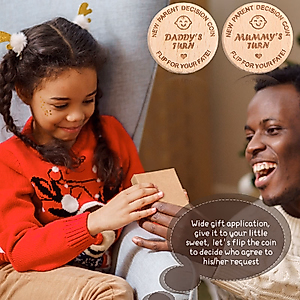 New Parent Gift Funny Decision Coin Double-Sided Decision Flip Coin Wooden Decision Making Coin with Gift Box Mom Dad Baby Shower Gifts Christmas Birthday Present