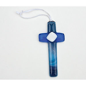 The Grandparent Gift Co. Made Like You Handmade Glass Cross Gift for Brother, Blue