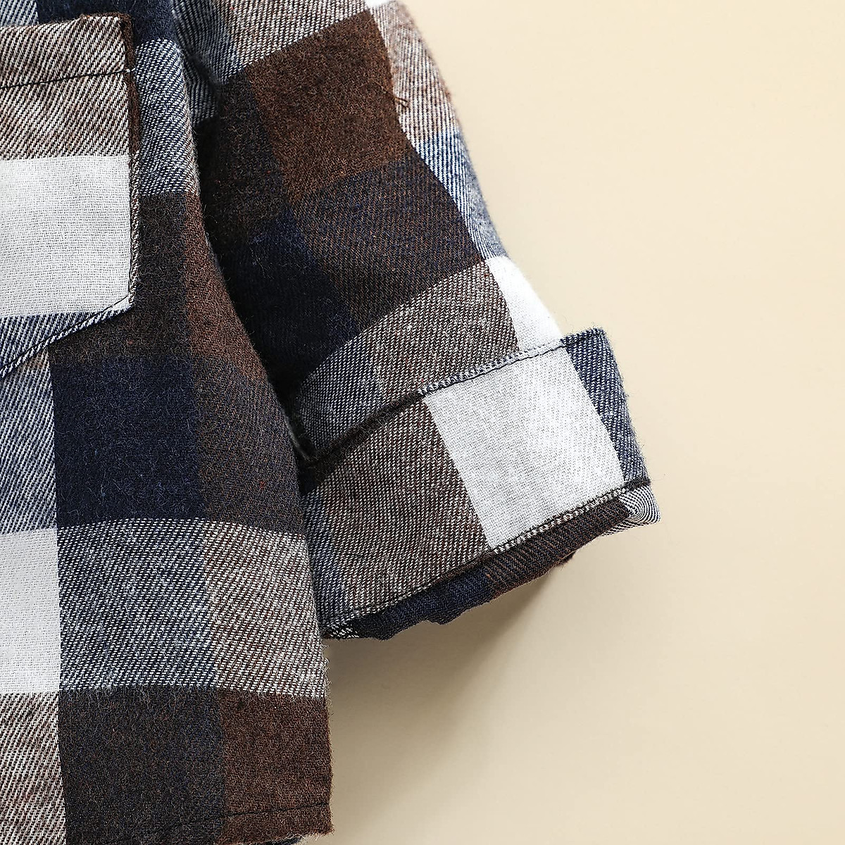 Kids Little Boys Girls Baby Long Sleeve Button Down Hooded Plaid Shirt Red Plaid Flannel Outfits (Coffee, Tag 80, US 6-12 Months)