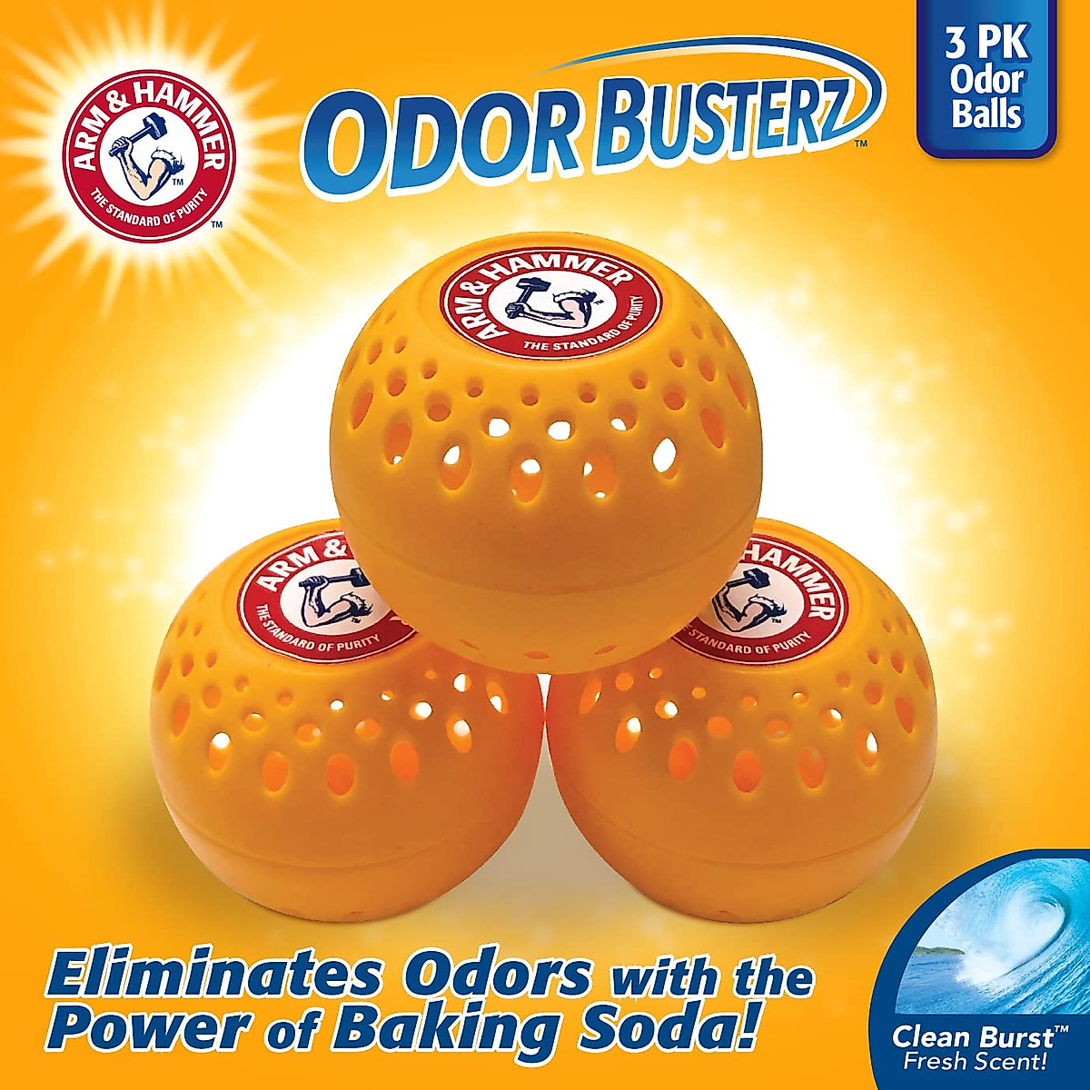 Arm & Hammer 48127 Odor Busterz Balls, 3 Pack , Orange