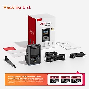 【Bundle: VIOFO A119 Mini 2 + 256GB Card + CPL + HK4 Hardwire Cable + Bluetooth Remote】 VIOFO Mini Dash Cam Front A119 Mini 2, STARVIS 2 Sensor, 2K 60fps/HDR 30fps Voice Control with 5GHz Wi-Fi GPS