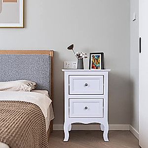 Ynredee NightStand,Bedside Table with 2 Drawers & Solid Wood Legs,Wood Accent Table,End Side Table for Bedroom,Living Room,Study,Hallway,Dorm (2 Pack)