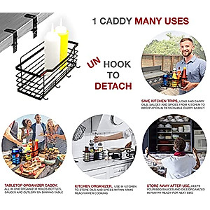 Qanuze Removable Griddle & BBQ Caddy Organizer – For All Blackstone 17”/22”/28” & 36” Griddles – Space Saving Storage for Grilling Tools & Accessories - Comes with Food Scraper