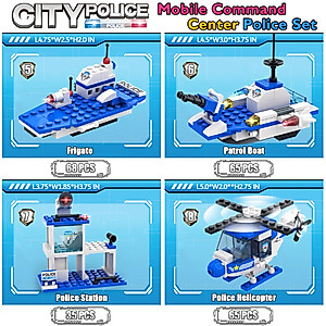 EP EXERCISE N PLAY 1338 Pieces City Police Car Building Sets, Police Station Truck Toy Blocks Set with Prison Helicopter Cop Car Boat for Boys and Kids Aged 6-12