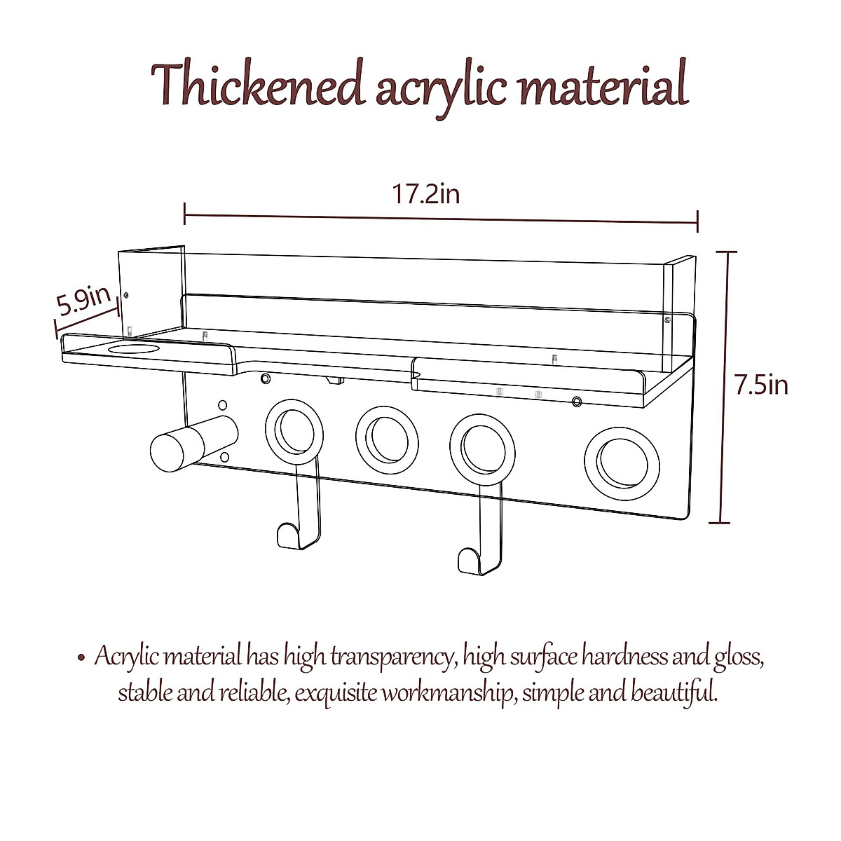 Floatant Wall Mount Holder Compatible with Dyson Airwrap Styler Supersonic Hair Dryer, 2 in 1 Blow Dryer Accessories Organizer Storage Rack for Curling Iron Wand Barrels Brushes Diffuser Nozzles