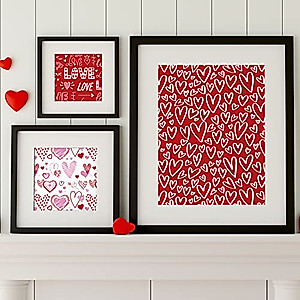 Whaline 12 Sheet Valentine's Day Wrapping Paper 6 Design Love Heart Wrapping Paper Red Pink White Patterned Art Paper for Wedding Anniversary Baby Shower Birthday Gift Wrap, 19.7 x 27.6 Inch