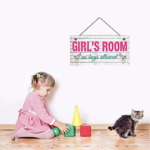 MAIYUAN Girl's Room Sign, No Boys Allowed, Girl's Room Decor, Nursery, Girl's Door Sign, Room Plaque, Birthday Gift, 5" x 10" Sign(E2-WH065)