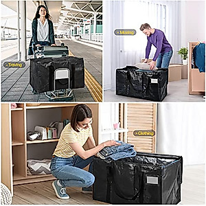 Heavy Duty Moving Bags, Extra Large Storage Totes for Space Saving, Carrying Handles and Marking Card Pocket for Moving, Organizer, Camping and Travel 94L (8 Pack)