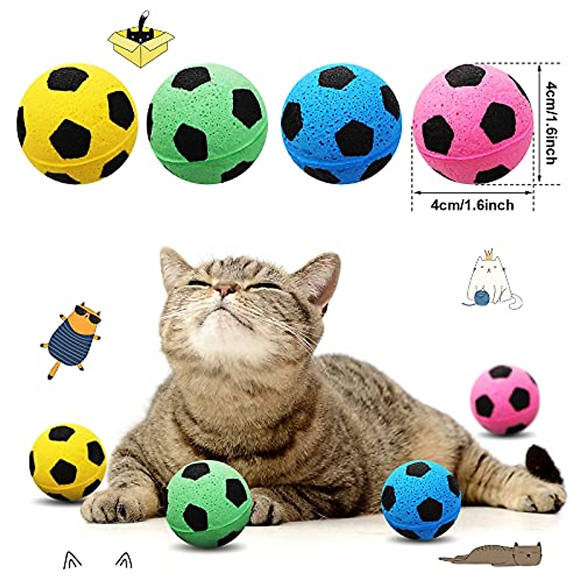 32 Pieces Foam Sponge Football Cat Toy Interactive Cat Soccer Toy Pet Sports Ball for Cat Kitten