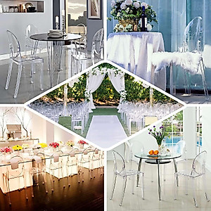 Efavormart Pack of 1 | Clear Transparent Banquet Ghost Chair Armless Stacking Accent Chair with Oval Back Acrylic, Invisible Plastic Construction, Unique Style