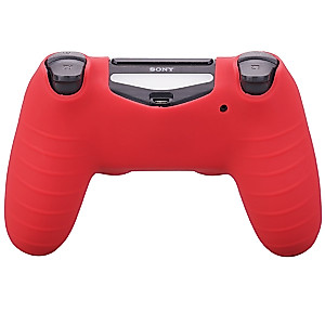 YoRHa Water Transfer Printing Camouflage Silicone Cover Skin Case for Sony PS4/slim/Pro Dualshock 4 Controller x 2(red+Blue) with Pro Thumb Grips x 8