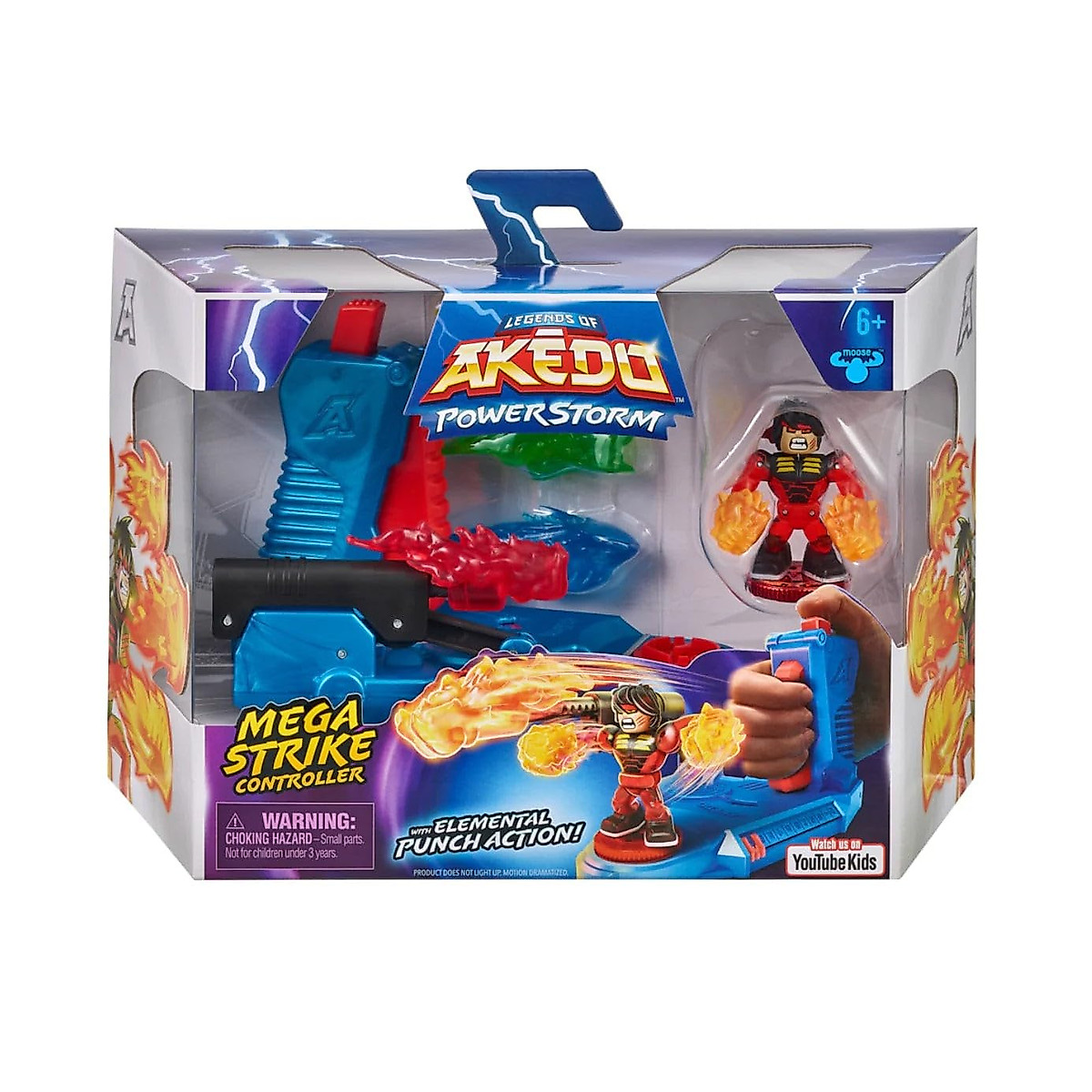 Legends of Akedo Powerstorm Mega Strike Controller with Elemental Punch Action |Turbo Chux Action Figure | Amazon Exclusive