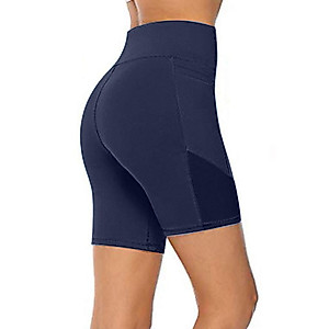 Bblulu Women's Biker Shorts with Pockets Tummy Control High Waisted Workout Yoga Shorts Slimming Booty Tight Leggings