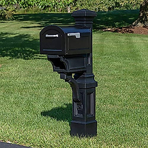 Step2 Atherton Mail Post, Mailbox Not Included, Weather Resistant, Large Outdoor Mailbox Post, Made of Durable Plastic, Easy to Install, Onyx Black