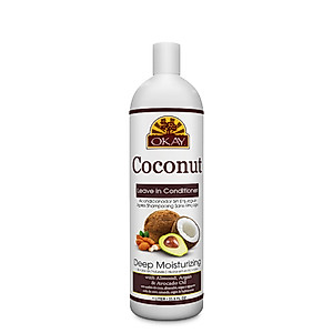 OKAY Coconut Deep Moisturizing Leave In Conditioner Helps Replenish Moisture And Elasticity For Healthy Strong Hair Sulfate,Silicone,Paraben Free For All Hair Types and Textures Made in USA 33oz