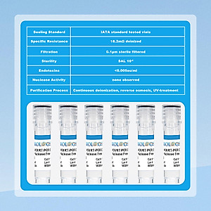 CryoKing Ultra Pure Water, 25 x 1.8 ml Molecular Biology Grade, DNase, RNAse, Protease, Endotoxins (Pyrogen) Free, PCR/RT-PCR Certified, Nuclease-Free Water, 25 x 1.8 ml/Pack, Made in USA
