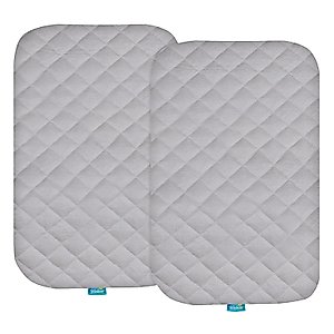 Bassinet Mattress Pad Cover(20" x 33"), Compatible with Baby Delight, Mika Micky, Angelbliss, Koolababay and AMKE Baby Bedside, 2 Pack, Waterproof Ultra Soft Viscose Made from Bamboo Terry Surface