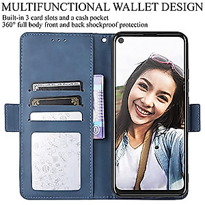 HualuBro HTC U20 5G Case, Magnetic Full Body Protection Shockproof Flip Leather Wallet Case Cover with Card Slot Holder for HTC U20 5G Phone Case (Blue)