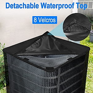 Air Conditioner Cover for Outside Unit, TRELC All Seasons Full Mesh AC Cover with Detachable Waterproof Top, Outdoor Winter Air Conditioner Cover Against Cottonwood, Leaves (31.5" x 31.5" x 35.4")