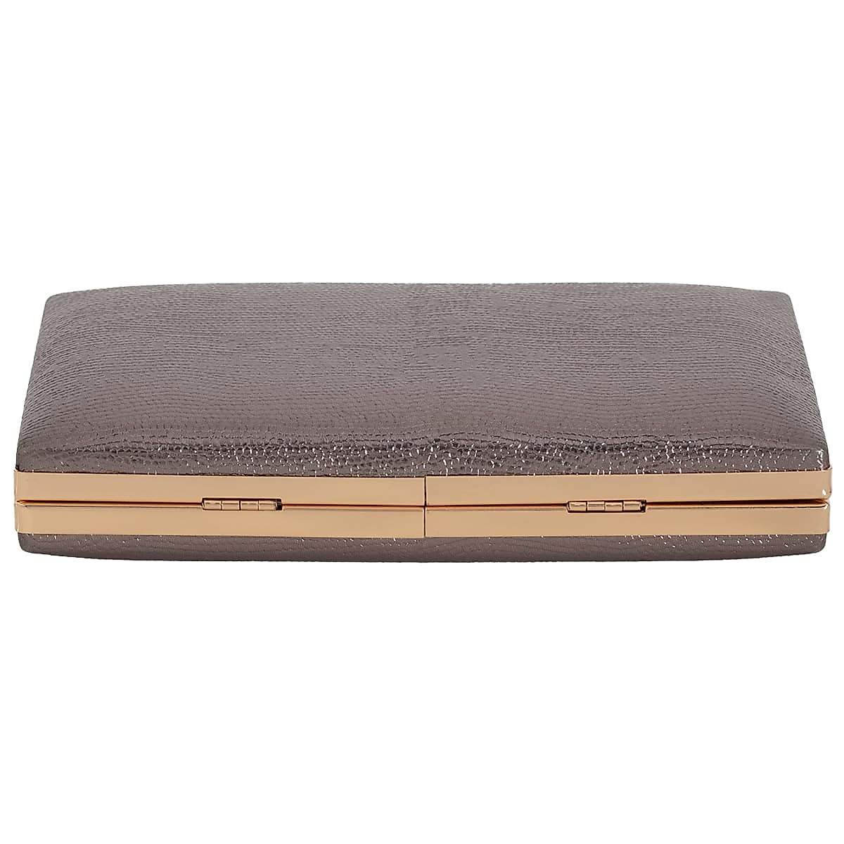 JNB Women's Metallic Material Hard Case Evening Party Clutch,Gold