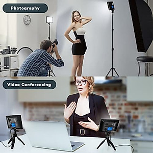 Pixel LED Video Light Panel Lighting Kit, 2Pack P20 3200K-5600k Dimmable Bi-Color Soft Light with LCD Display Brightness and Mini Tripod for Game/Live Stream/YouTube/Photography