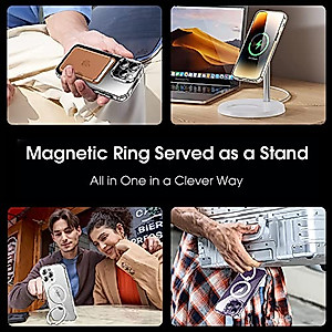 CASEKOO Magnetic Clear for iPhone 13 Pro Case with Invisible Stand [Never Yellow] [Compatible with MagSafe] Protective Shockproof Slim Transparent Phone Cases for Women Men 6.1 Inch 2021, Clear