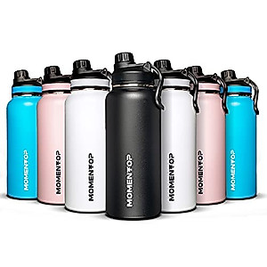 MOMENTOP Hydration Bottle with 2 Lids. (22 oz, 32 oz and 40 oz) (22 oz, White)