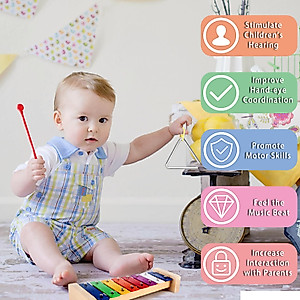 EASTROCK 13 Pcs Musical Instruments Set Toy for Children,Best Gifts for Children,Include Tambourine,Xylophone,Triangle Instrument,Guiro,Maracas,Castanets,Wrist Bells