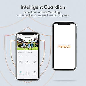Helidallr Security Camera Outdoor, 355° PTZ Camera 1080P WiFi Wireless Indoor Cameras for Home Security 15000mAh Security Cameras with IP66 Waterproof, Night Vision, AI & PIR Detection, Two-Way Audio