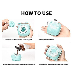 Pet Dog Bath Brush Soft Silicone Dog Shampoo Brush, Brush Hair Fur Grooming Cleaning Brush Soft Shampoo Dispenser (Blue)