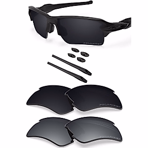 BLAZERBUCK Anti-salt Polarized Replacement Lens for Oakley Flak 2.0 XL OO9188 - Black & Silver Chrome