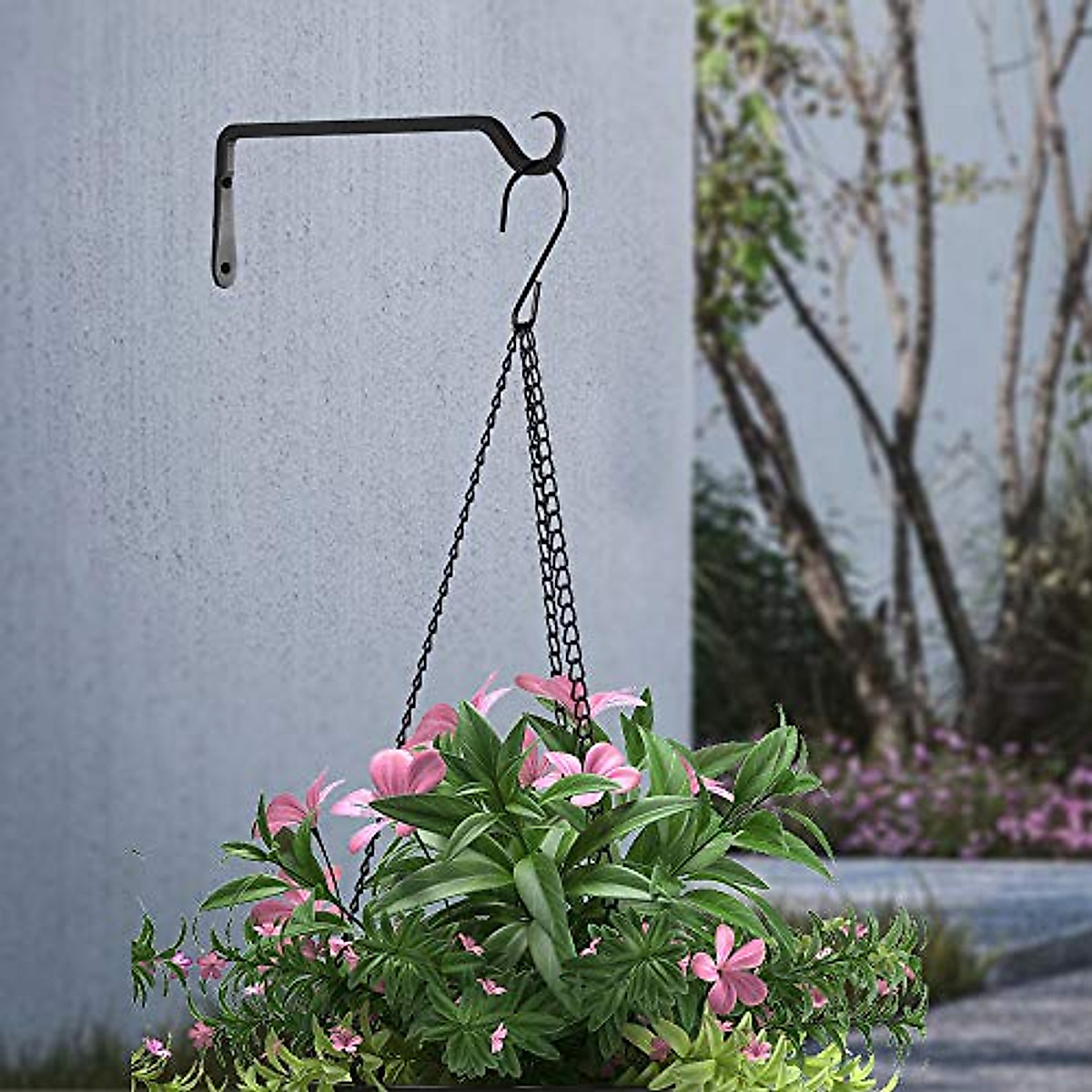 4 Pack Premium Forged Wall Hook, Sturdy Hanging Plant Bracket, Elegant Hook for Bird Feeders, Planters, Lanterns, Wind Chimes Indoor Outdoor, Upgrade Black, 12 Inch.