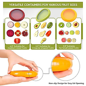 Non Slip Silicone Fruit and Vegetable Storage Containers For Fridge, Garlic Holder, Ideal for Avocado, Tomato, Onion, Lemon Halves | Herb Saver with Anti-Oxidation Design | Reusable Produce Saver 4pcs