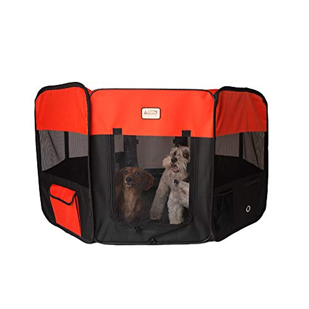 Armarkat Model PP002R-XL Portable Pet Playpen in Black and Red Combo, XL