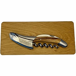 Laguiole En Aubrac Sommelier Waiter's Corkscrew, Olivewood Handle, Wine Opener With Foil Cutter & Bottle Opener, Brushed Bolster