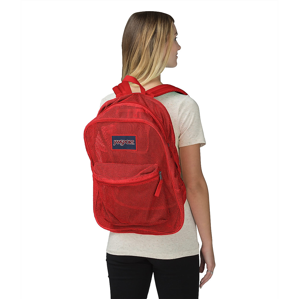 JanSport Mesh Pack - See Through Backpack, Red Tape