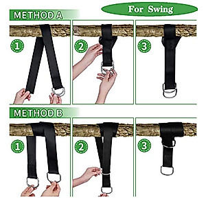 Tree Swing Hanging Straps Kit 10ft, MTZRFLL Heavy Duty Hammock Straps with Carabiner and Spinner, Holds 2200 lbs, Perfect for Hammocks and Any Swings, Easy to Carry and Install