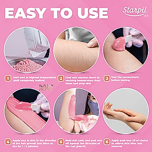 Starpil Wax 600g / 1.3 lb Pink Hard Wax Beads for Painless Hair Removal, Stripless Wax Beads, Polymer Blend Low Temperature Wax for Face, Bikini, Brazilian, Legs, Underarm, Back and Chest