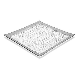 GAC Large 13 Inch Tempered Glass Tray Square Glass Platter Break and Chip Resistant – Oven/Microwave Safe – Dishwasher Safe – Decorative Charger Plate, Glass Serving Tray