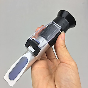 Honey Refractometer for Honey Moisture, Brix and Baume, 3-in-1 Uses, 58-90% Brix Scale Range Honey Moisture Tester, with ATC, Ideal for Honey, Maple Syrup, and Molasses, Bee Keeping Supplies